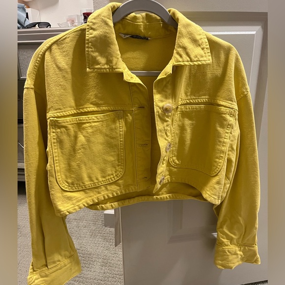 Zara | Tops | Zara Yellow Cropped Jacket | Poshmark